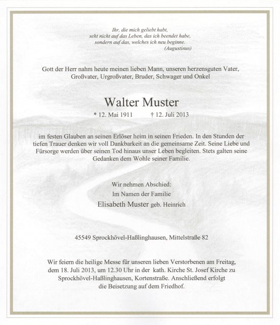 Beispiele Traueranzeigen und Trauerbriefe - Bestattungen Sirrenberg in ...